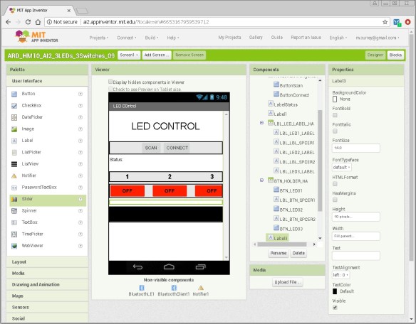 Arduino, HM-10 and App Inventor 2: Adding a slider – Martyn Currey