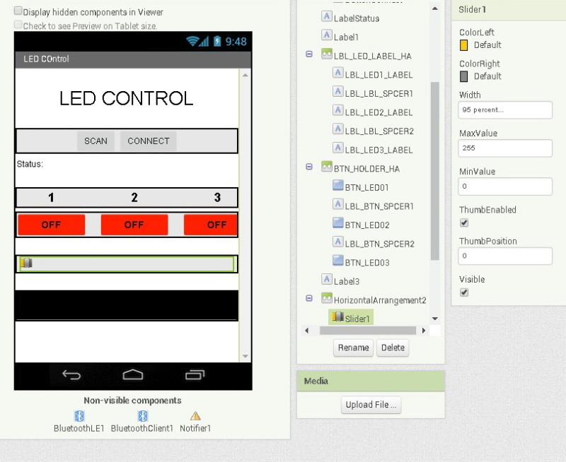 Arduino, HM-10 and App Inventor 2: Adding a slider – Martyn Currey